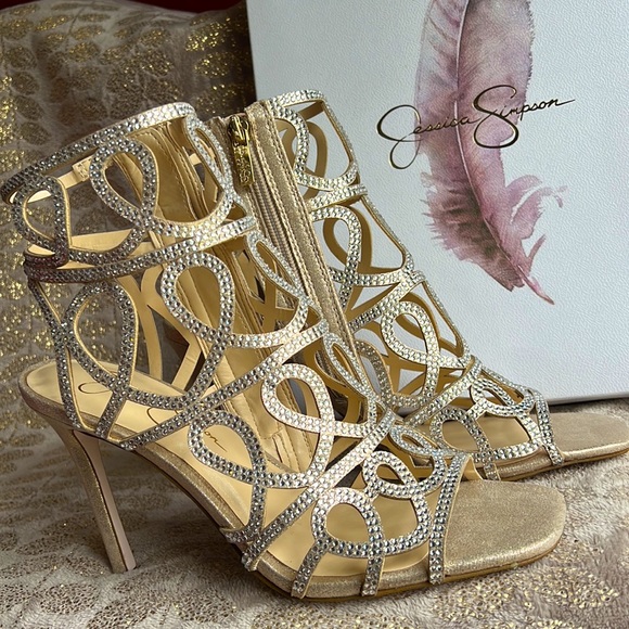 Jessica Simpson | Shoes | Jessica Simpson Champagne Shimmer Sandals ...